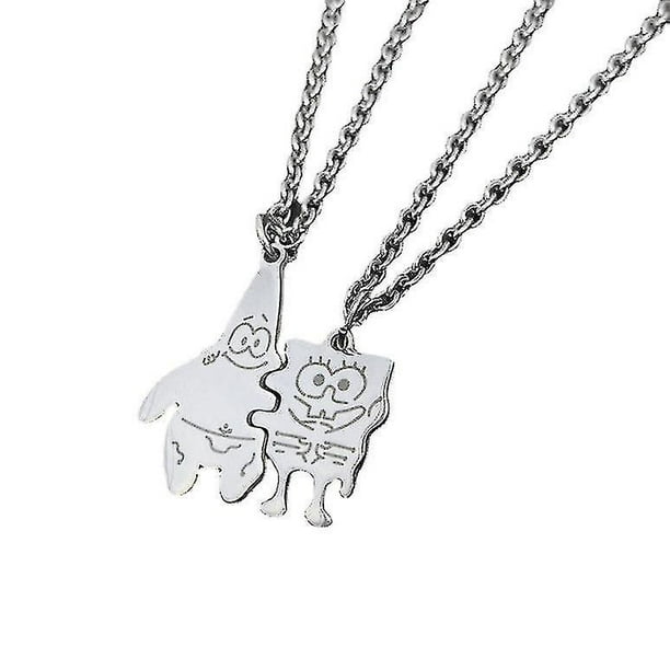 Spongebob Squarepants Pie Big Star Couple Titanium Steel Necklace Does ...