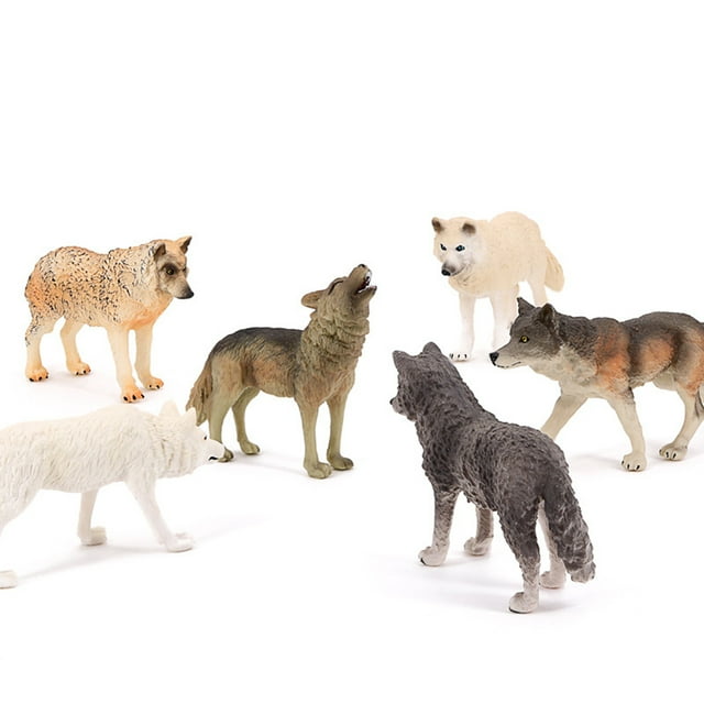 Flmtop Lifelike Wild Wolf Animal Figure Plastic Figurine Crafts Kids ...