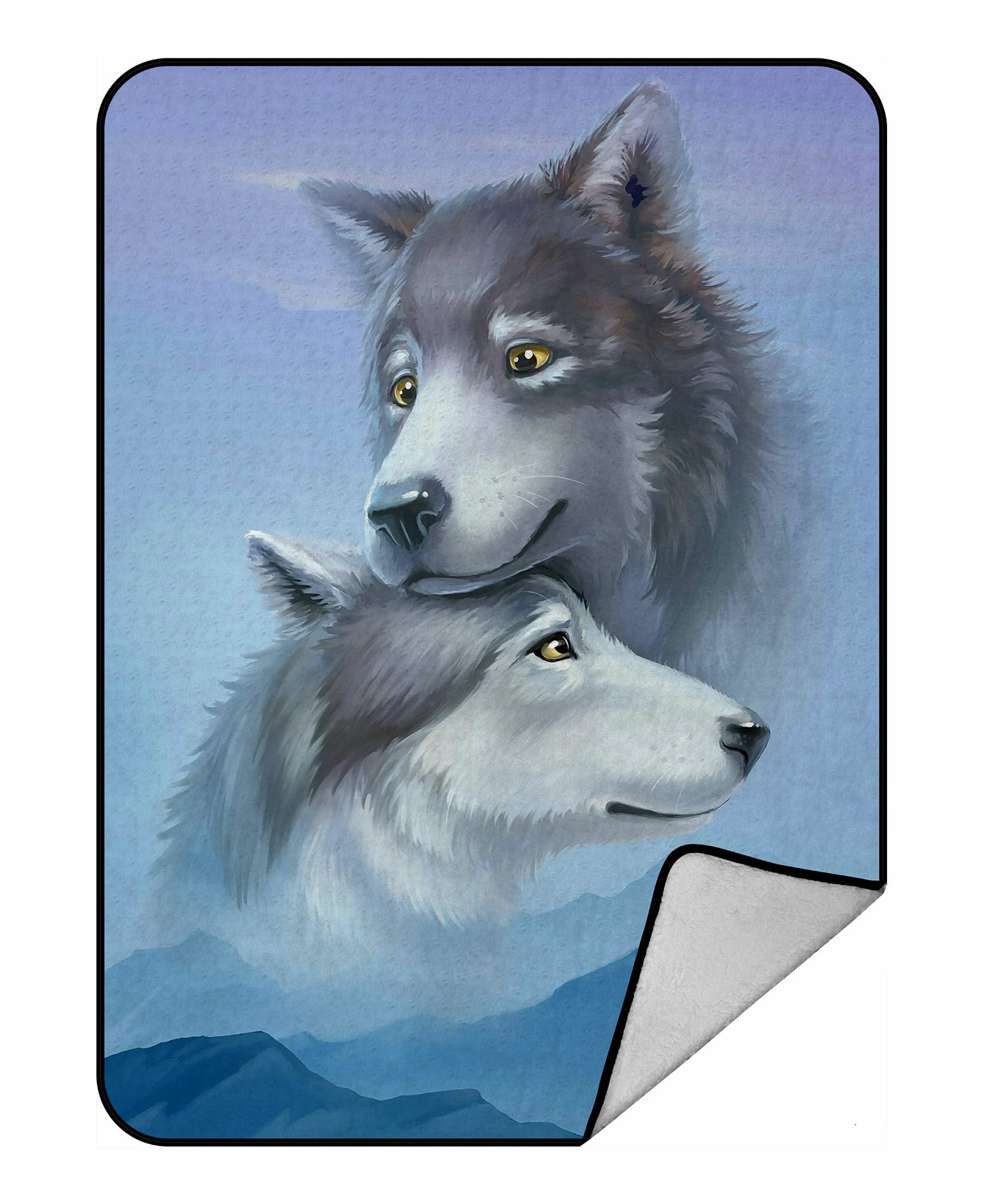 ABPHQTO Wolf Oil Painting Fleece Blanket Fleece Back Throw Blanket ...