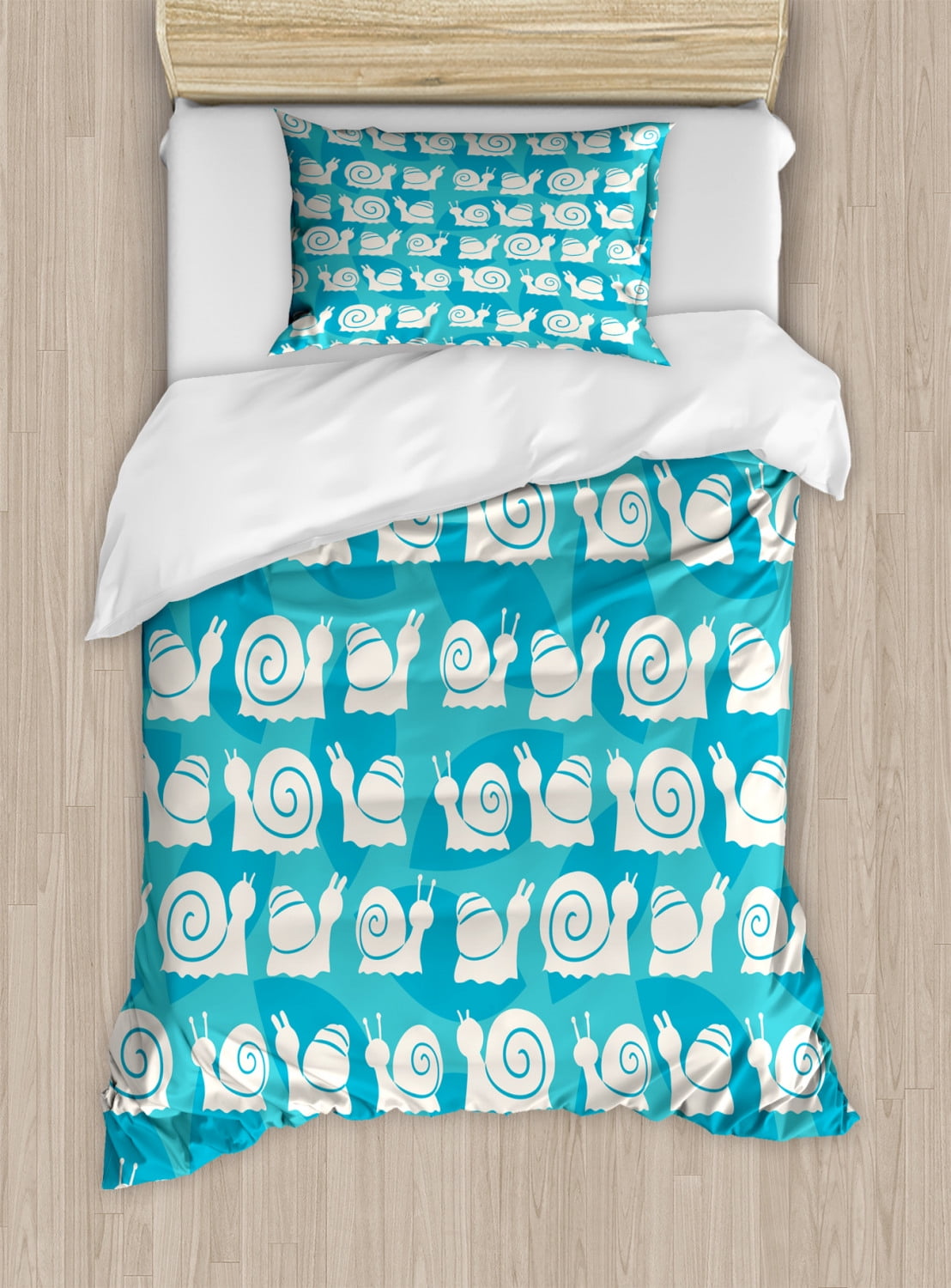 Snail Duvet Cover Set Twin Size, Cartoon Silhouette Snail Pattern on ...