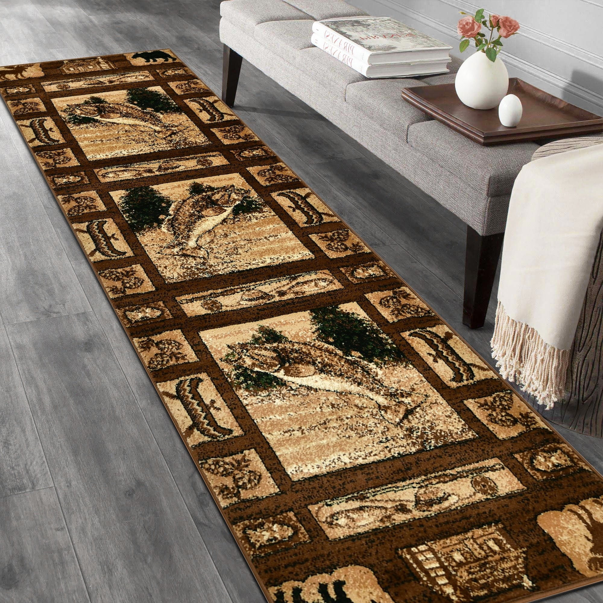 Handcraft Rugs HR Lodge Cabin Area Rugs Runner Rustic Cabin Novelty ...