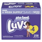 Luvs Pro Level Leak Protection Diapers Size 4, 258 Count, Big Pack ...
