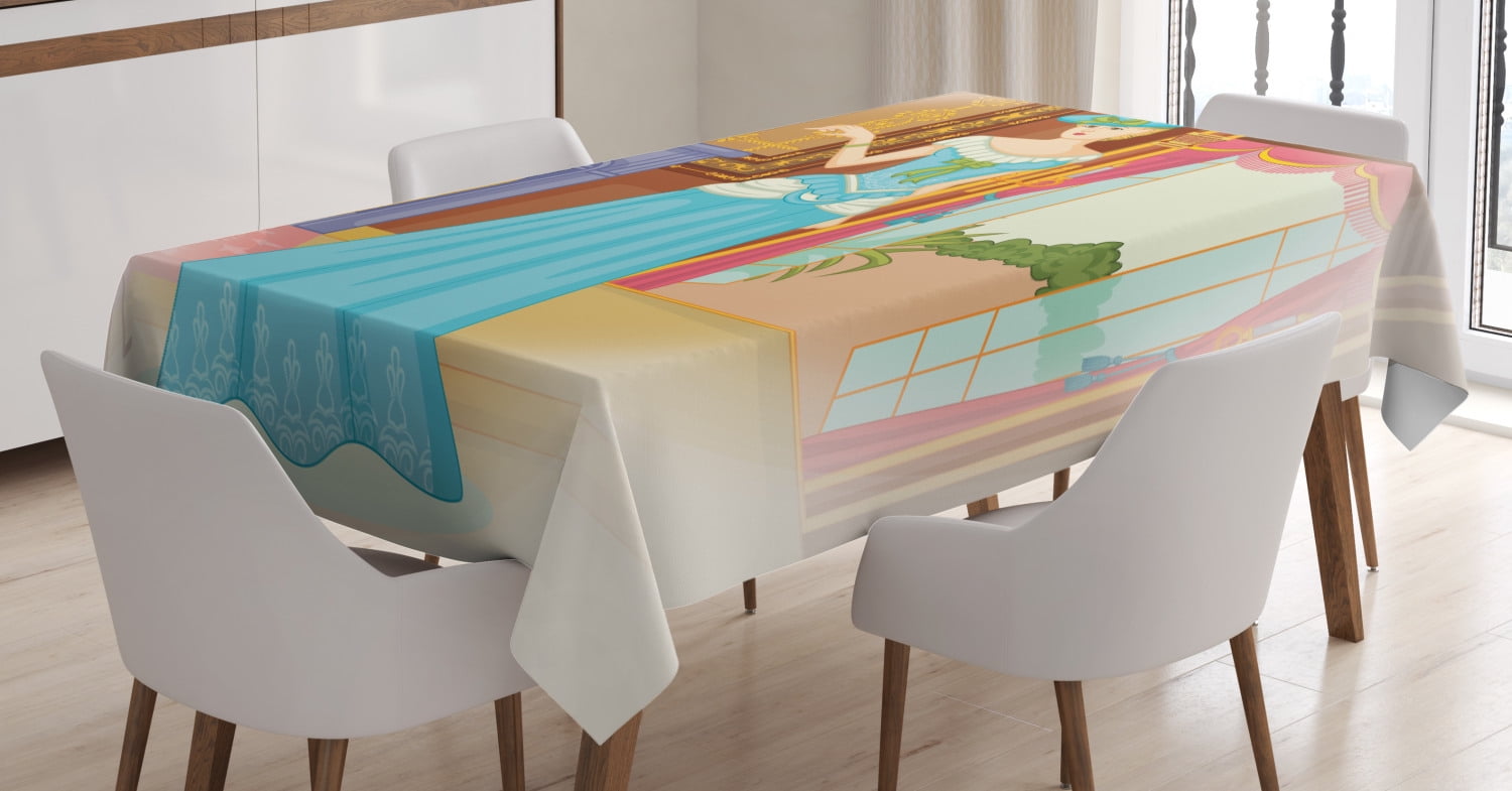 Renaissance Tablecloth, Victorian Woman Nostalgic Medieval Lifestyle ...