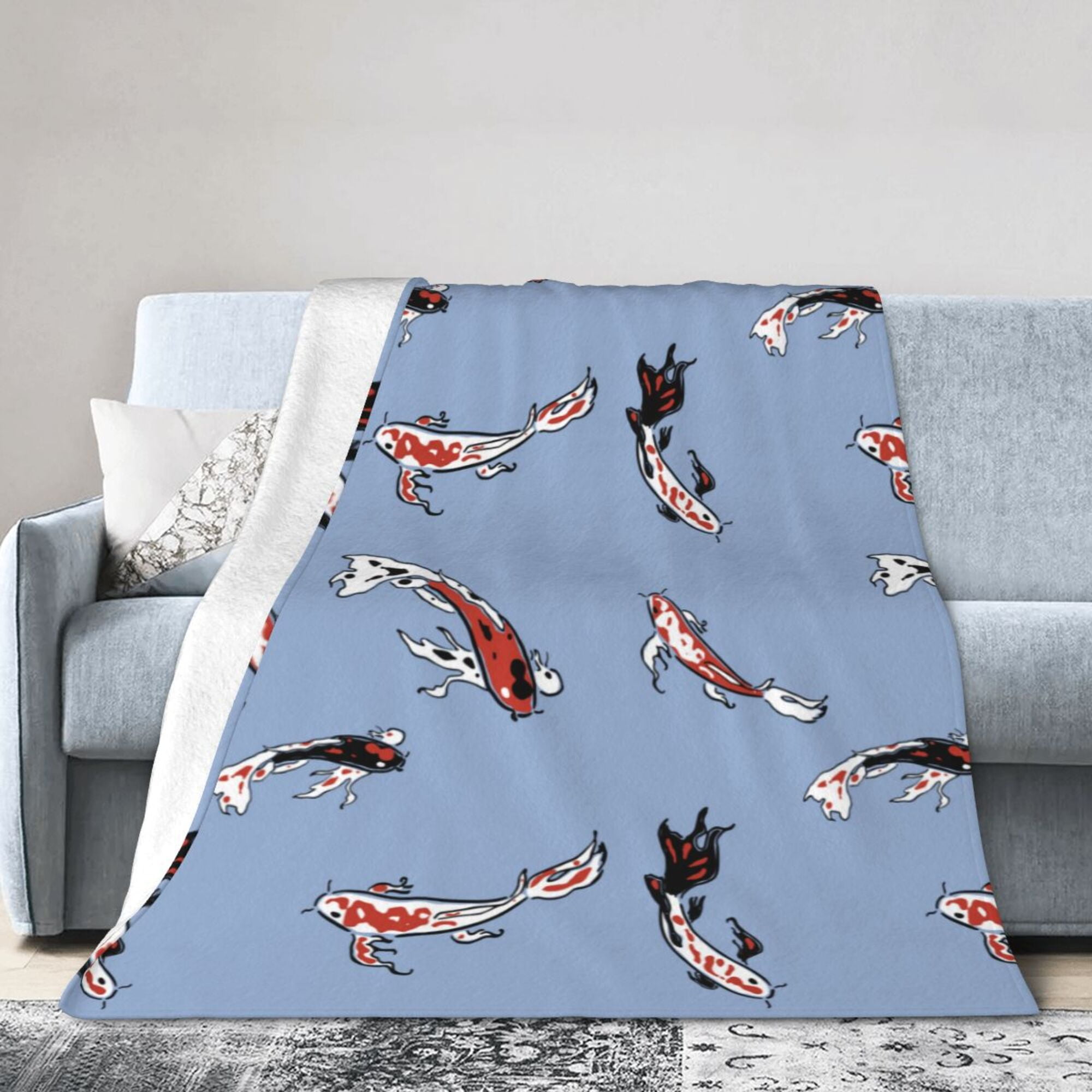 DouZhe Ultra-Soft Micro Fleece Lightweight Flannel Bed Blanket, Koi ...