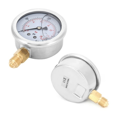 Pressure Gauge, Oil Filled Pressure Gauge, Stainless Steel 0-400psi ...