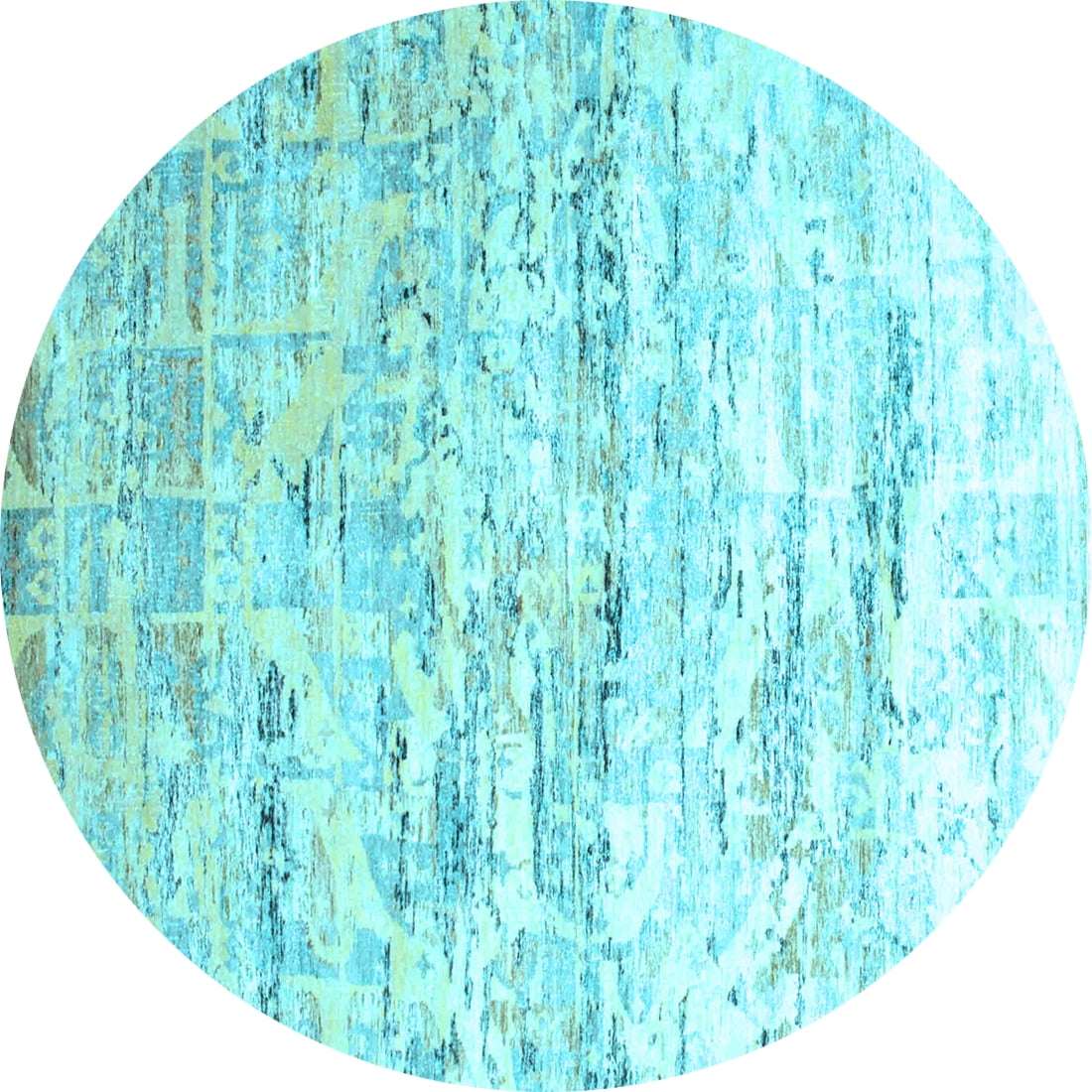 Ahgly Company Indoor Round Abstract Light Blue Contemporary Area Rugs ...