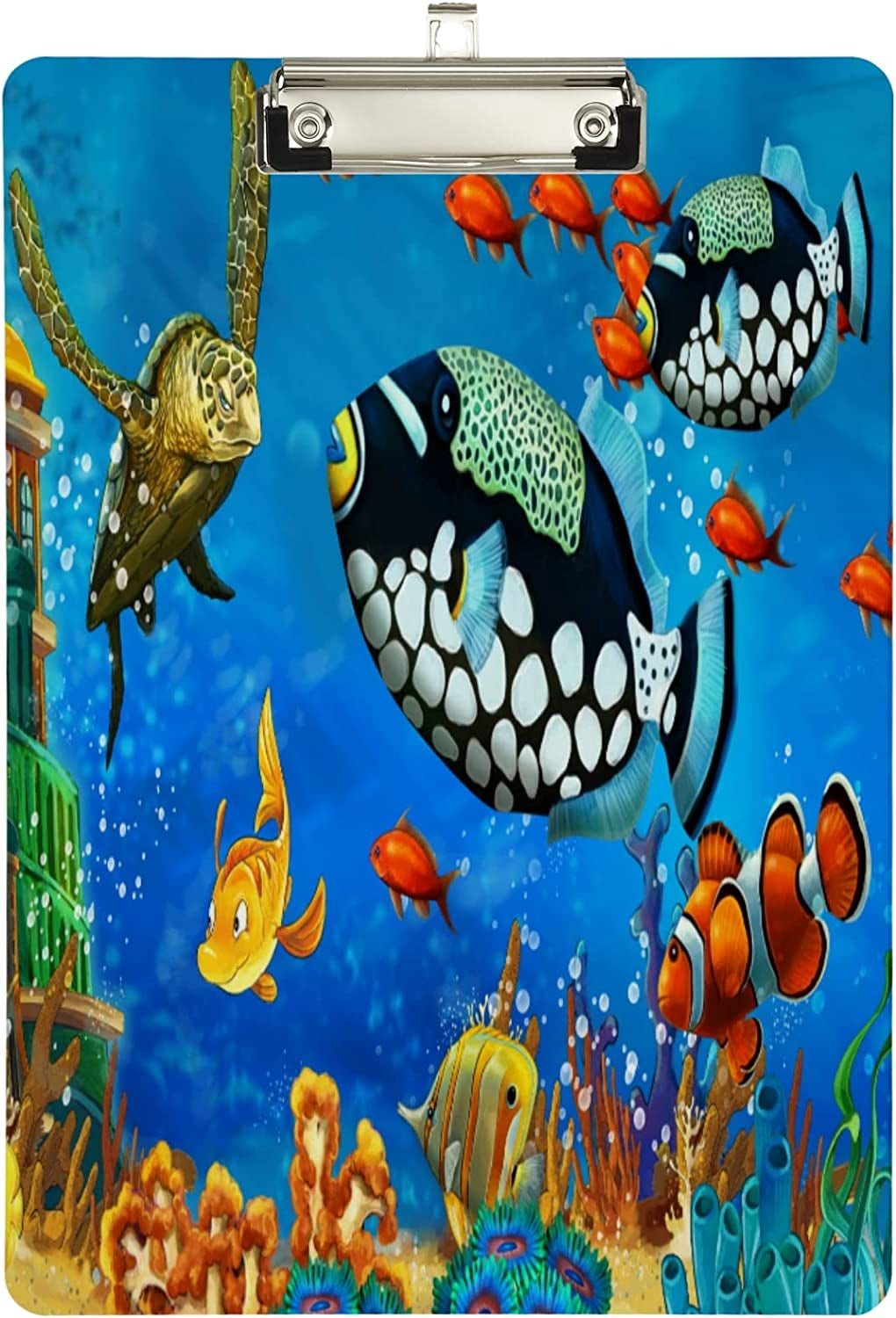 FMSHPON Ocean Wave Cartoon Fishes Turtle Clipboard Hardboard Wood ...