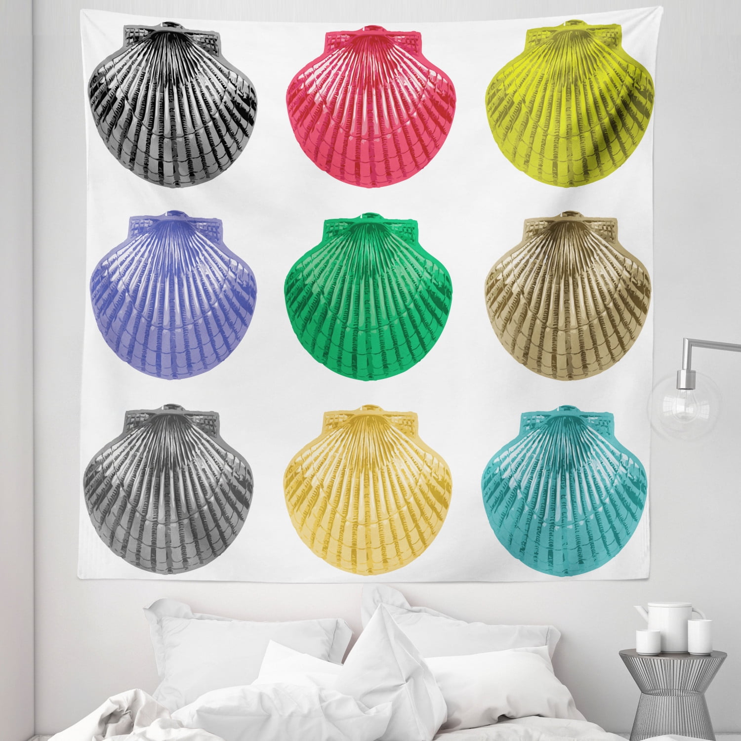 Colorful Tapestry, Colorful Seashells Species Ocean Pop Art Style ...