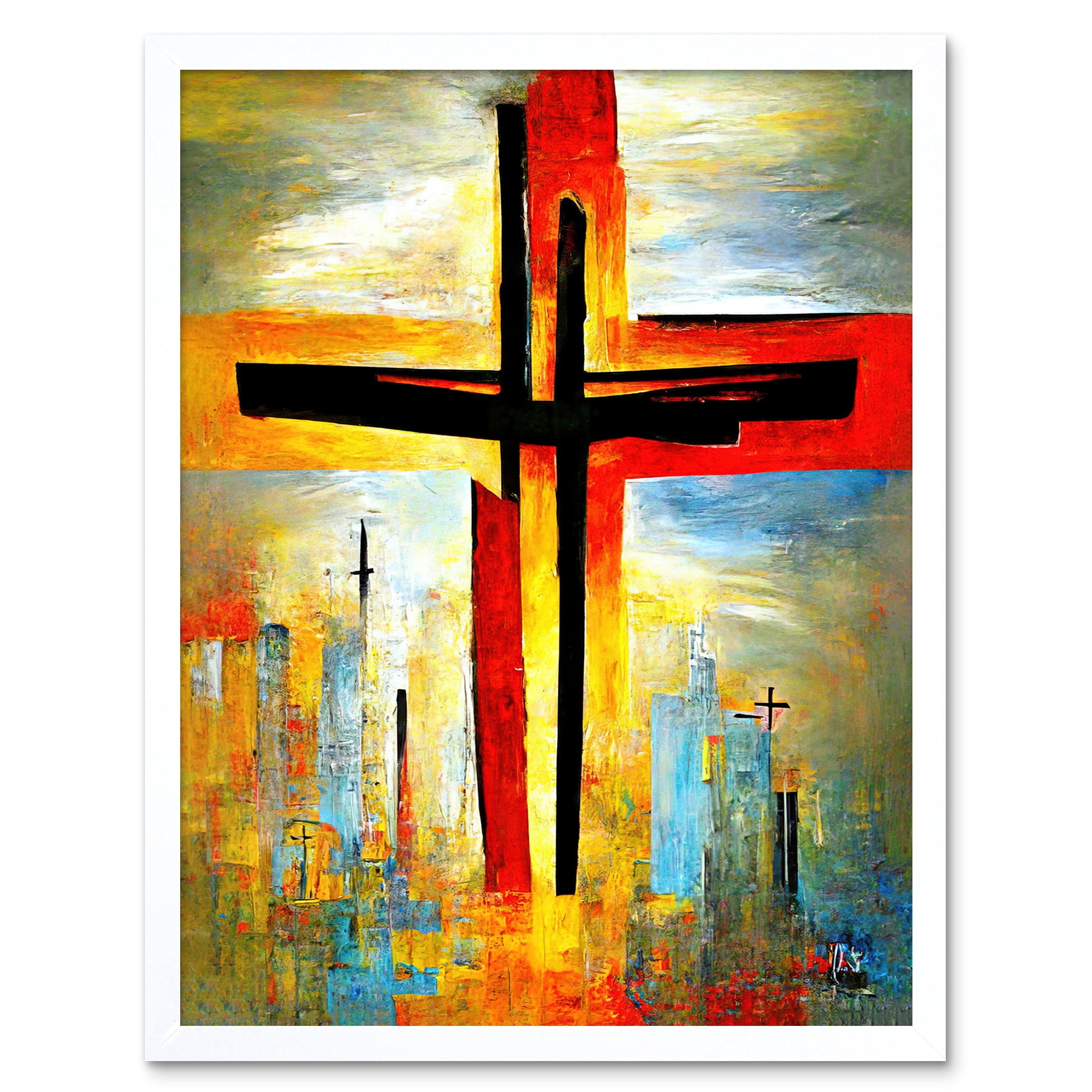 Christianity Modern Cross Acrylic Art Print Framed Poster Wall Decor ...