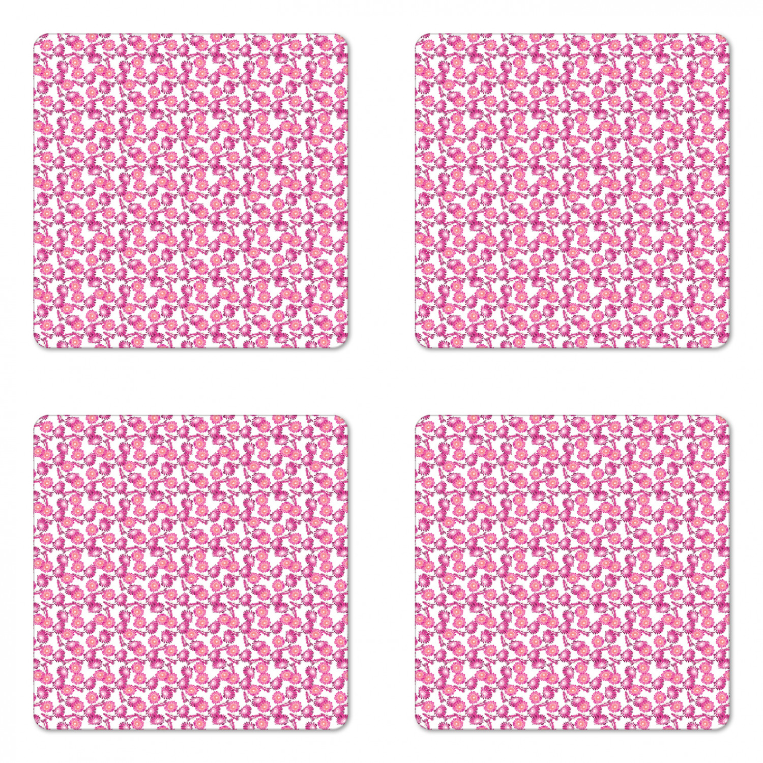 Spring Coaster Set of 4, Gerbera Blossoms Opening Up Petals Aroma of ...