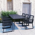 vidaXL Patio Dining Set PVC Rattan Black Seating 3/5/7/9 Piece Multi ...