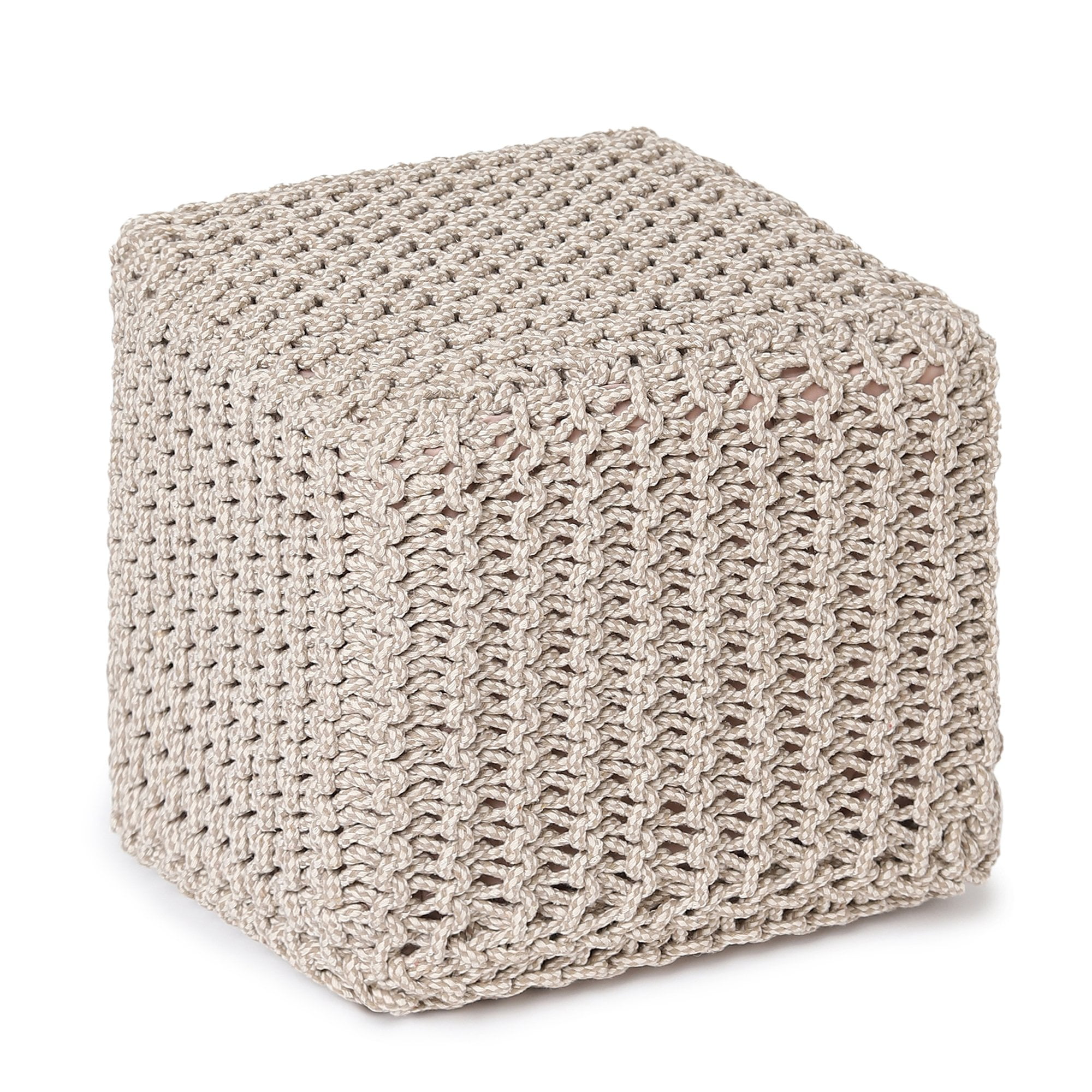 REDEARTH Cube Pouf Foot Stool Ottoman -Hand Knitted Poof, Cord Boho ...