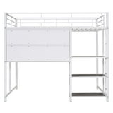 UBesGoo Full Loft Bed with Desk and Whiteboard, Mental Bunk Bed with 3 ...
