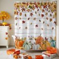 Bathroom Shower Curtain Harvest Pumpkin Maple Leaves Waterproof Shower ...