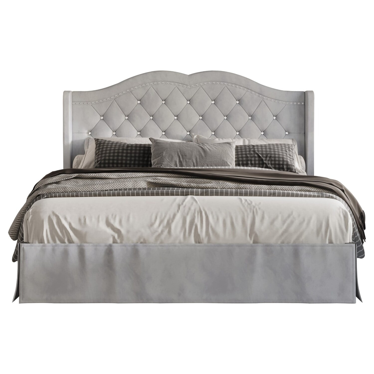 Bruce Tufted Upholstered Platform Bed Silver Grey Twin