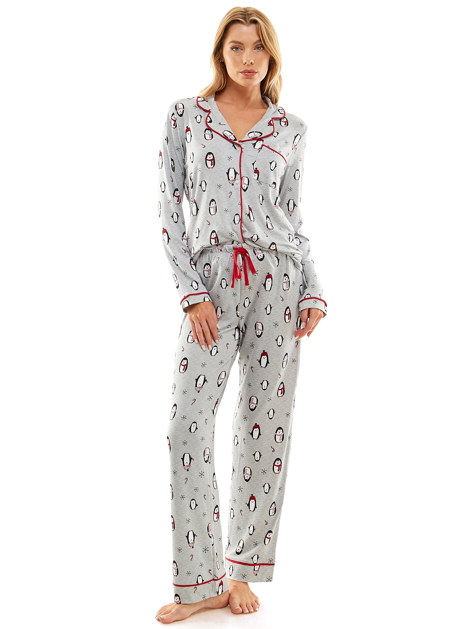 Jaclyn Women's Long Sleeve Sleep Notch Collar Set, Sizes S-XL - Walmart.com