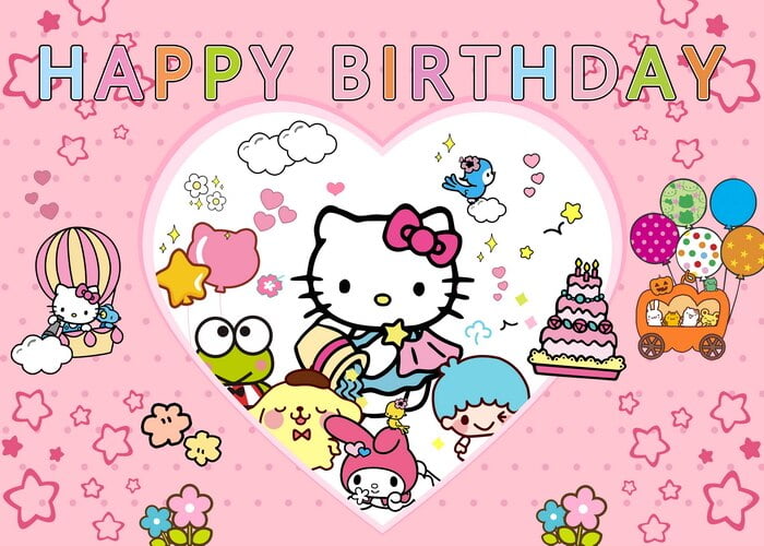 Sanrio-telón de fondo de Hello Kitty para cumpleaños, bonito telón de ...