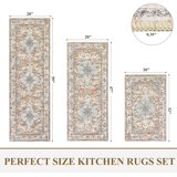 Free Shipping! Ileading 3 Pieces Boho Kitchen Rug Sets Non Slip Soft ...