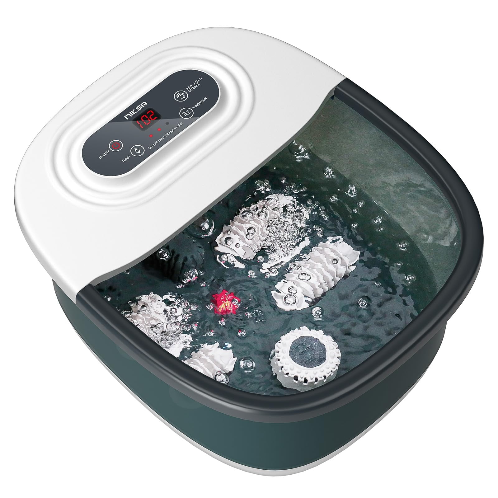 Niksa Foot Spa Bath Massager with Heat, Bubbles, Vibration and Red ...
