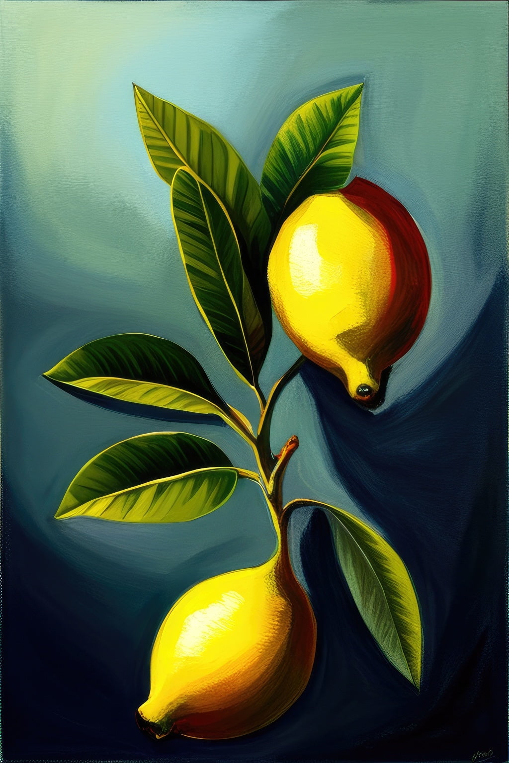 Two Lemons Digital Painting - 12" x 18" Art Print Wall Decor - Walmart.com