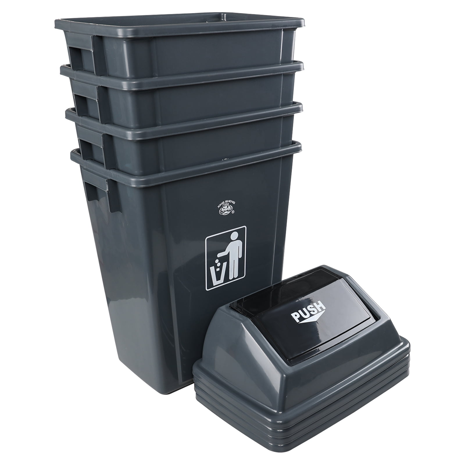 Buyitt 4 Packs Large Garbage Bin with Lid, Plastic Kitchen Waste Bin ...