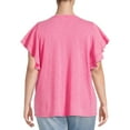 Terra And Sky Womens Plus Size Flutter Sleeve Knit Top