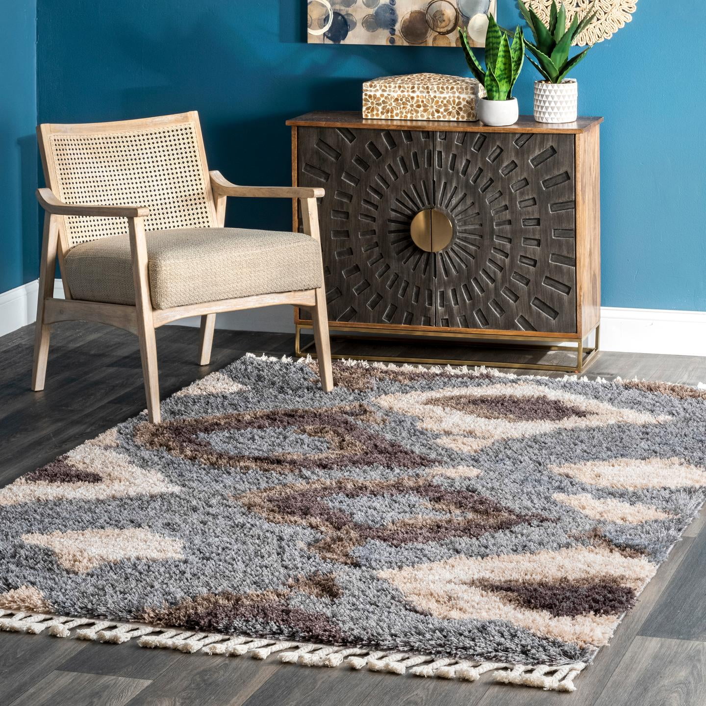 nuLOOM Zaniyah Abstract Iris Shag with Tassel Area Rug - Walmart.com