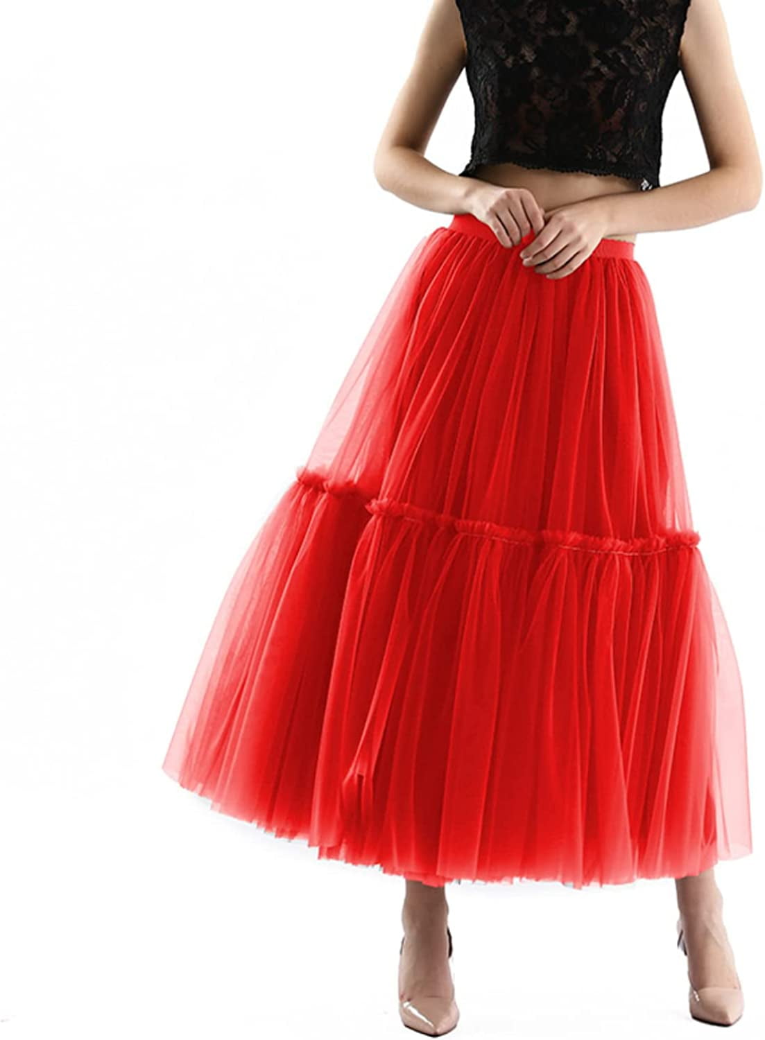 Danceemangoos Maxi Long Tulle Tutu Skirts For Women 3 Layered Pleated