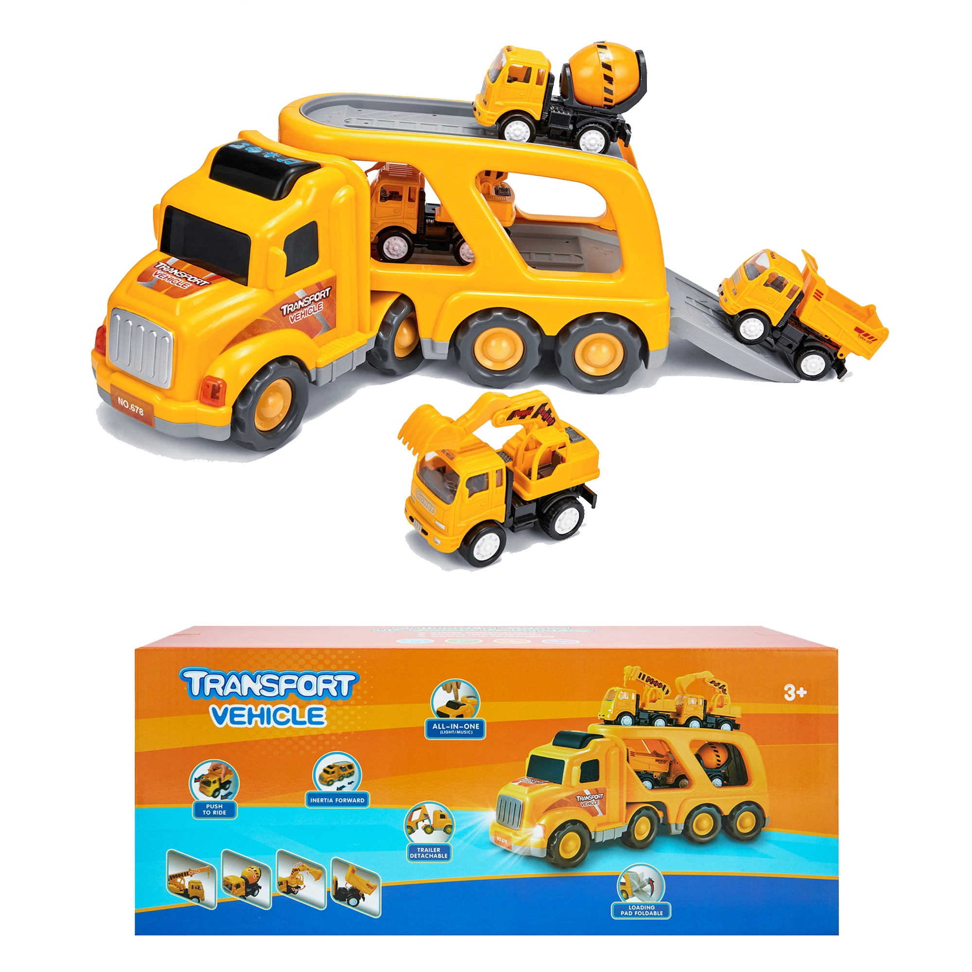 5 in 1 Macaron Colors Removable Toy Semi Truck Transport Car Carrier ...