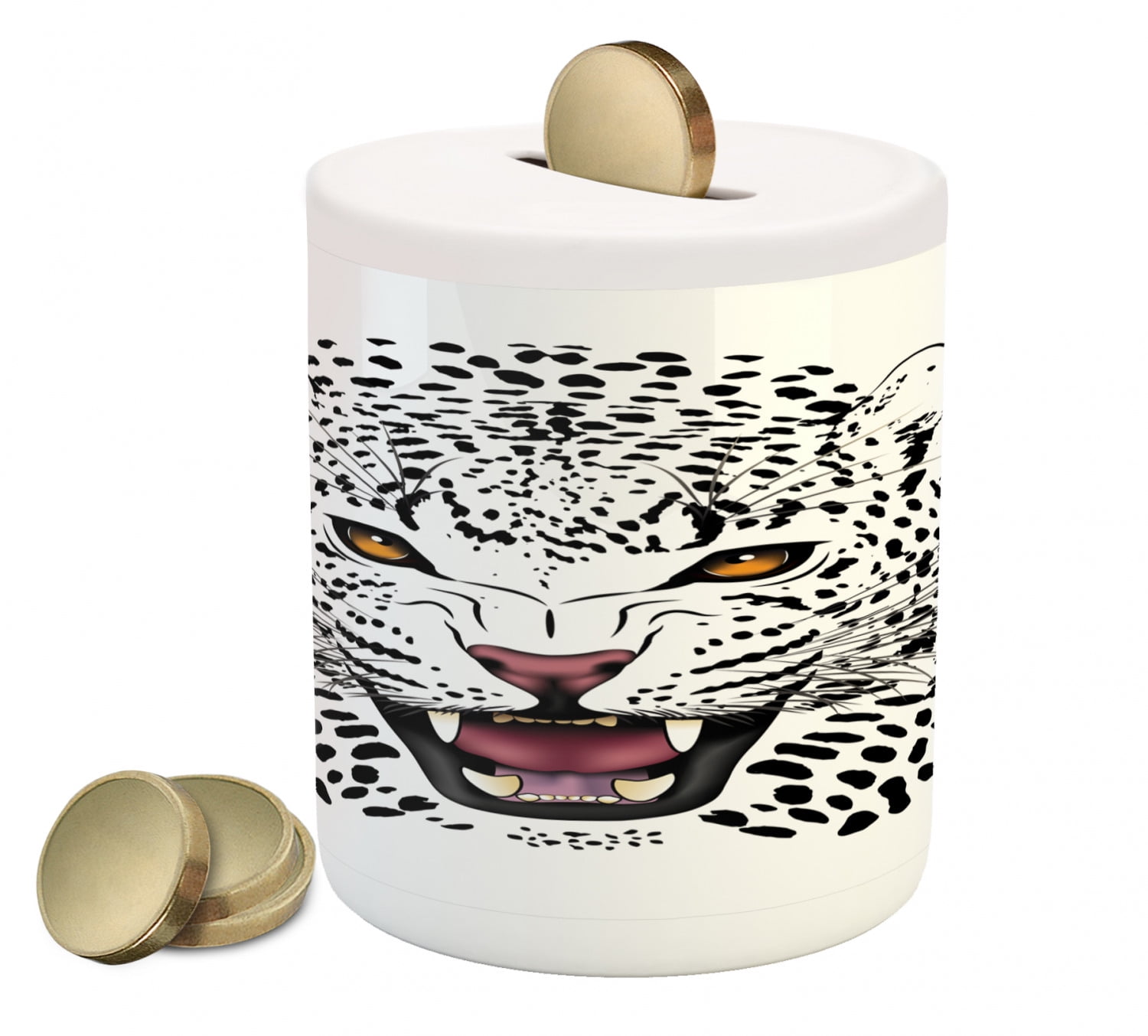 Safari Piggy Bank, Leopard Illustration Predator Angry Silhouette ...