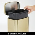 mDesign Stainless Steel Rectangular 1.3 Gallon Step Trash Can, Lid ...