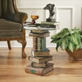 Design Toscano Stacked Volumes Sculptural Glass-Topped Book Table ...