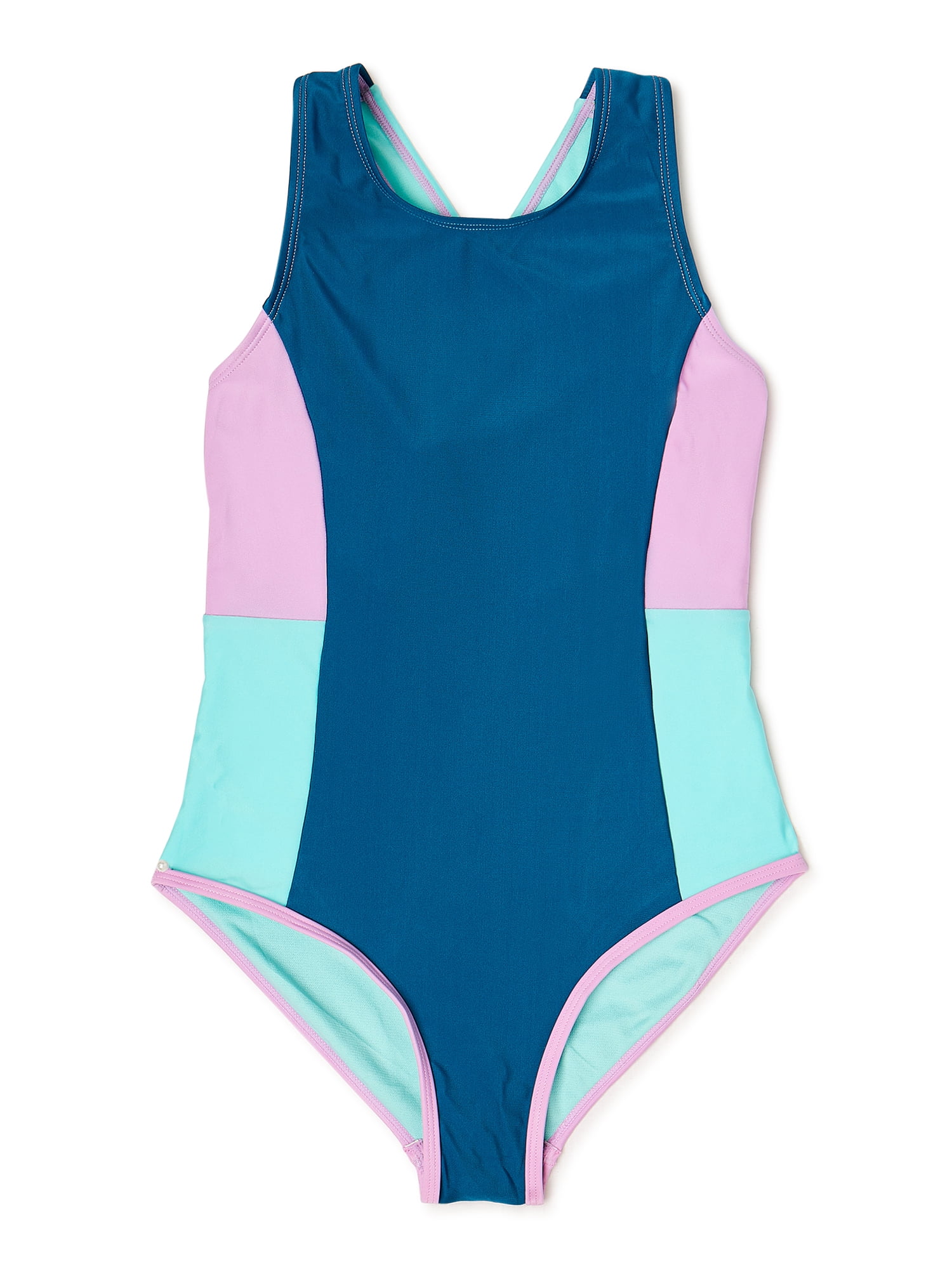 Wonder Nation Girls Swim Tropical One-Piece Rash Guard, UPF 50+, Sizes ...