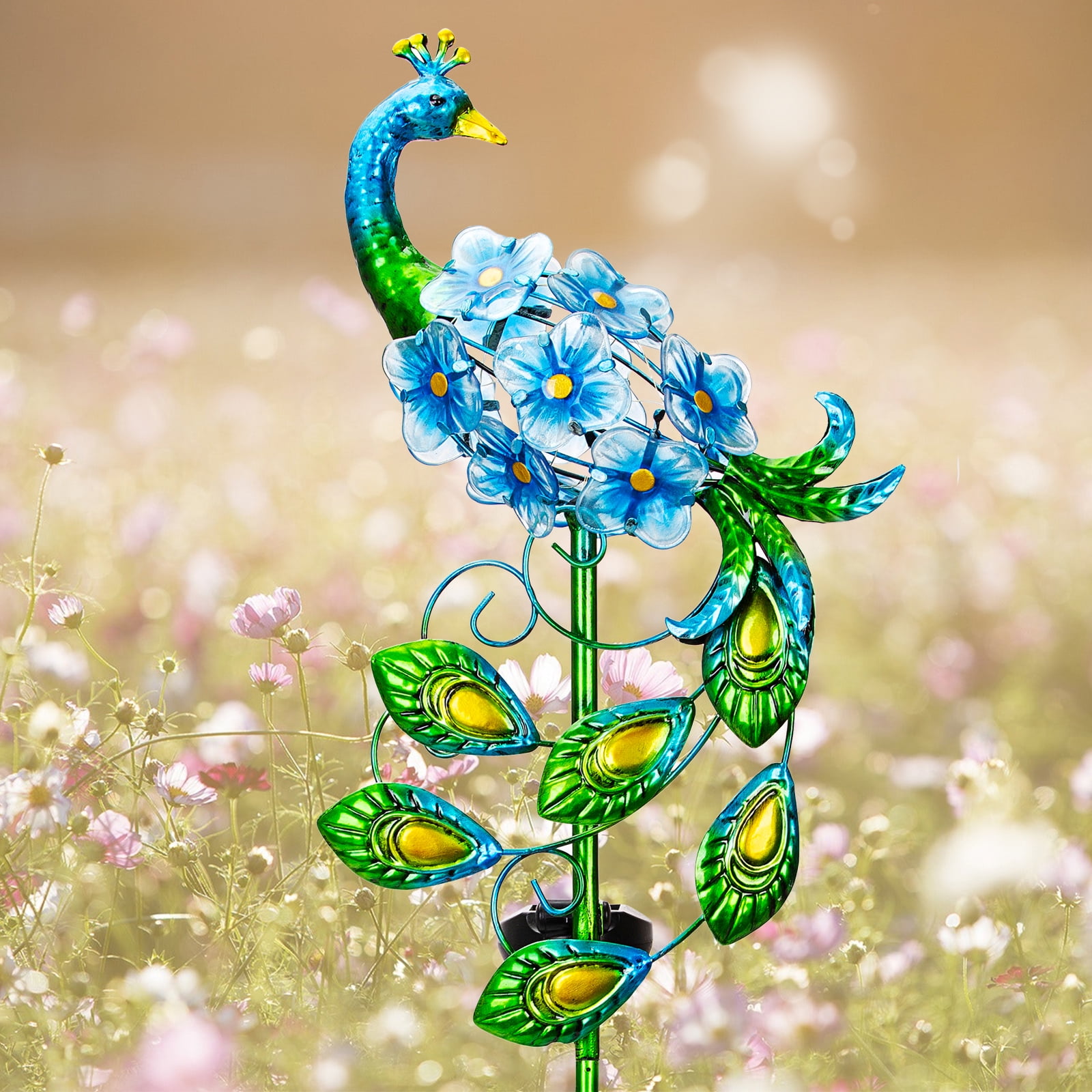 Peacock Solar Lights Outdoor - Garden Solar Lights with Stakes Metal ...