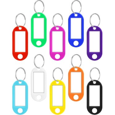 80 Pcs Key ID Label Tags Split Ring Keyring Keychain Black,80 key fobs ...