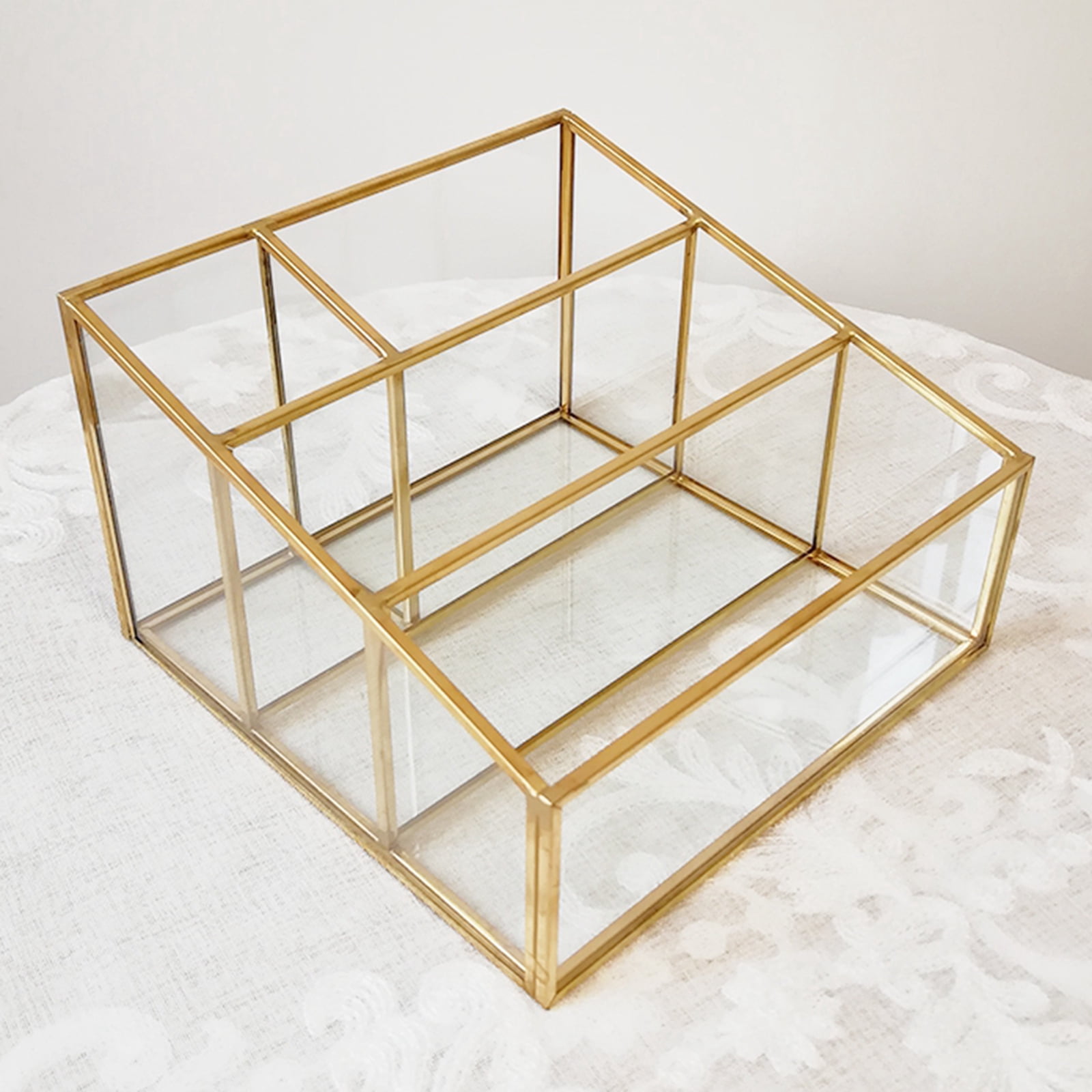 Cosmetic Storage Box, 4 Girds Countertop Cosmetic Storage Box Jewelry ...
