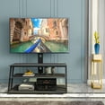 Black Tempered Glass TV Stand for 32-65 Inch TVs, Swivel Height ...