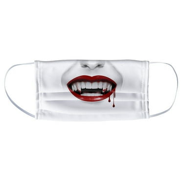 Vampire Teeth Face Mask Funny Halloween Fangs Novelty Graphic Nose And ...