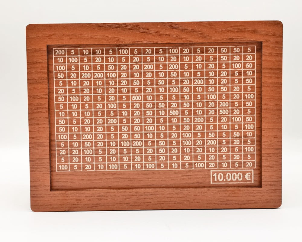 Hucha de madera reutilizable con portería de ahorro y cajas de números ...