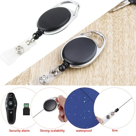 Retractable Reel Pull Key ID Card Badge Tag Clip Holder Carabiner Style ...