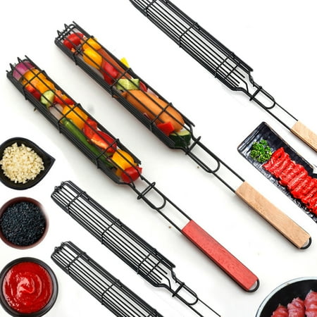 Nonstick Kabob Grilling Baskets,Stainless Steel BBQ Kabob Grilling ...