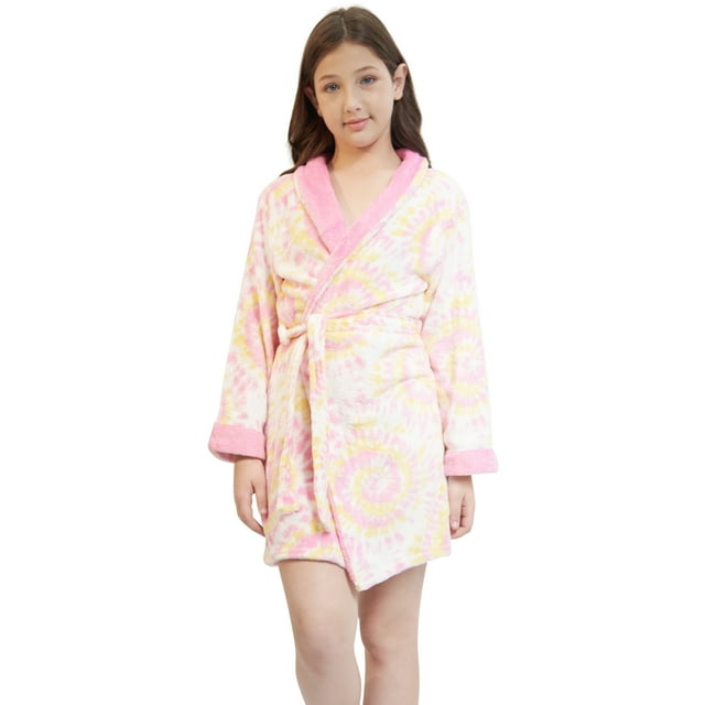 Modern Kids Robes For Girls, TieDye Soft Fleece Girl Bathrobe, Sizes 7 ...