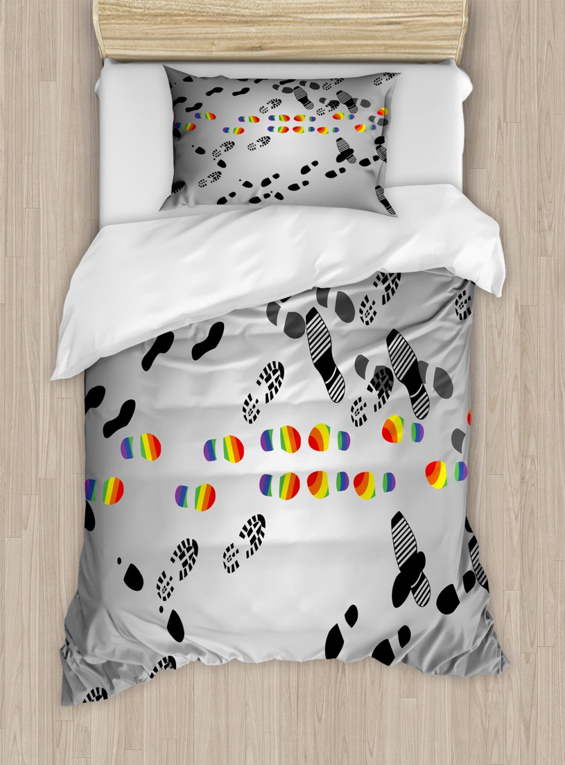 Pride Duvet Cover Set Twin Size, LGBT Lovers Meet in Crowd Composition ...
