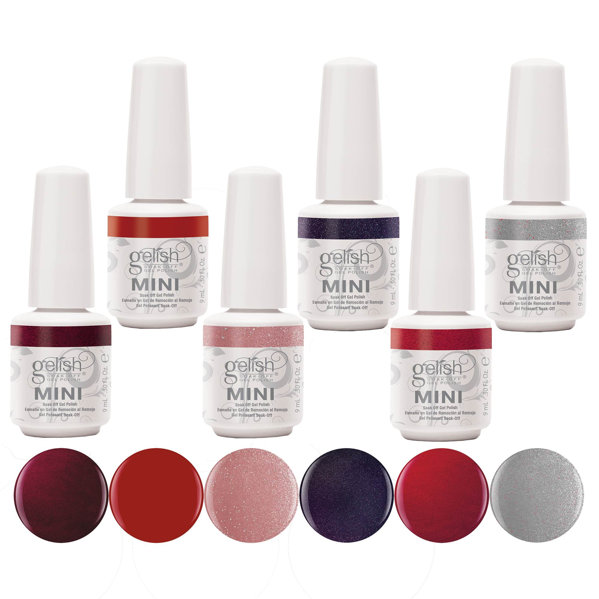 Gelish Mini 6 Bottle Soak Off Solid And Shimmer Gel Nail Polish