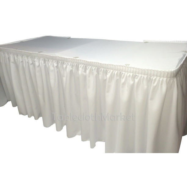 14' WHITE POLYESTER PLEATED TABLE SKIRT skirting Wedding Trade show ...