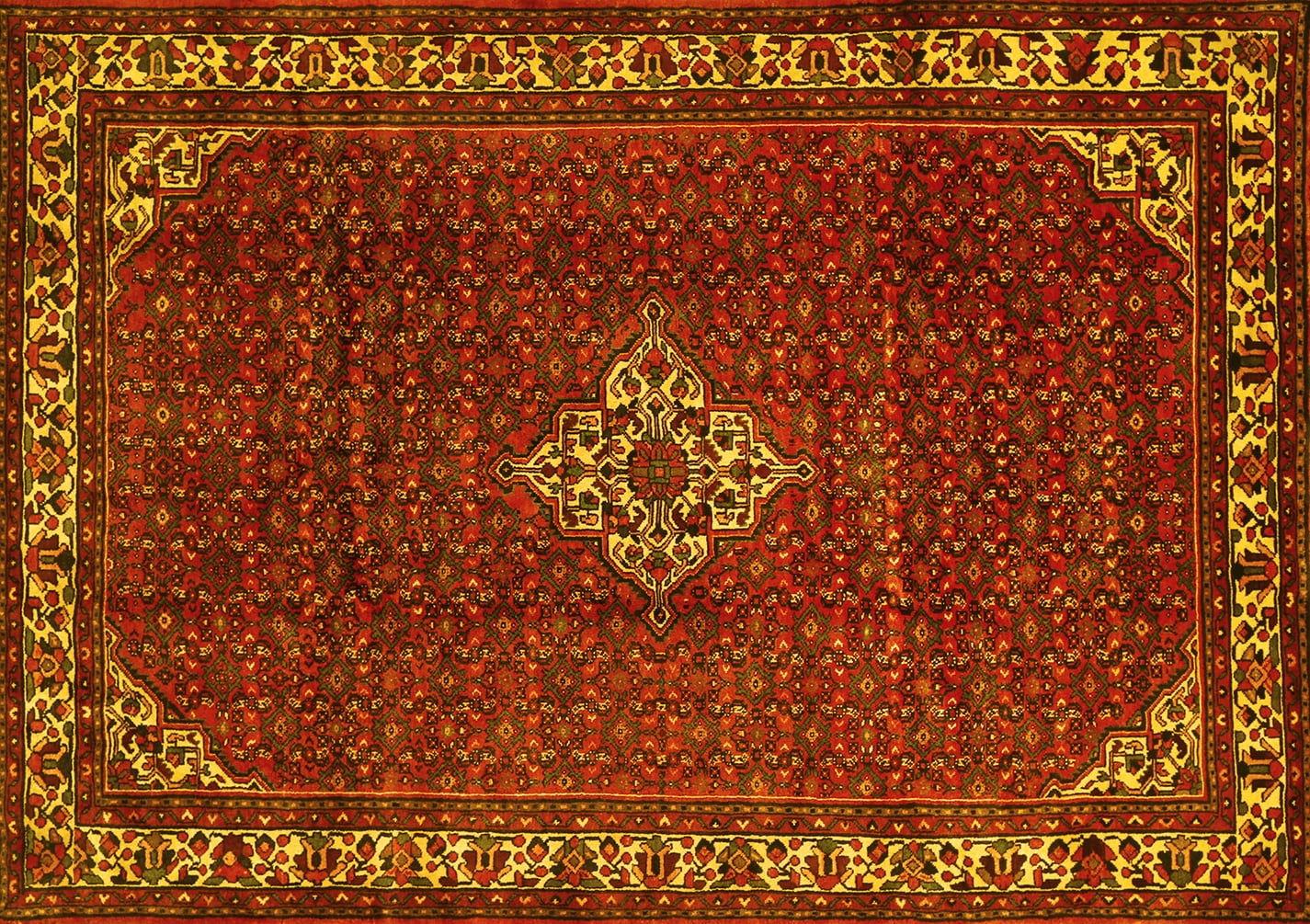 Ahgly Company Indoor Rectangle Persian Yellow Traditional Area Rugs, 5 ...