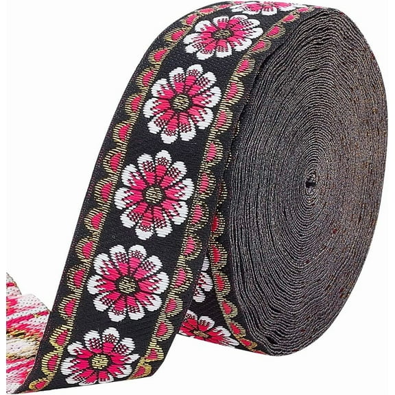 5 Yards Floral Embroidered Jacquard Ribbon Vintage Woven Trim 2 Inch ...