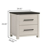Roundhill Furniture Realynn 2-Drawer Bedroom Nightstand, Off-White ...