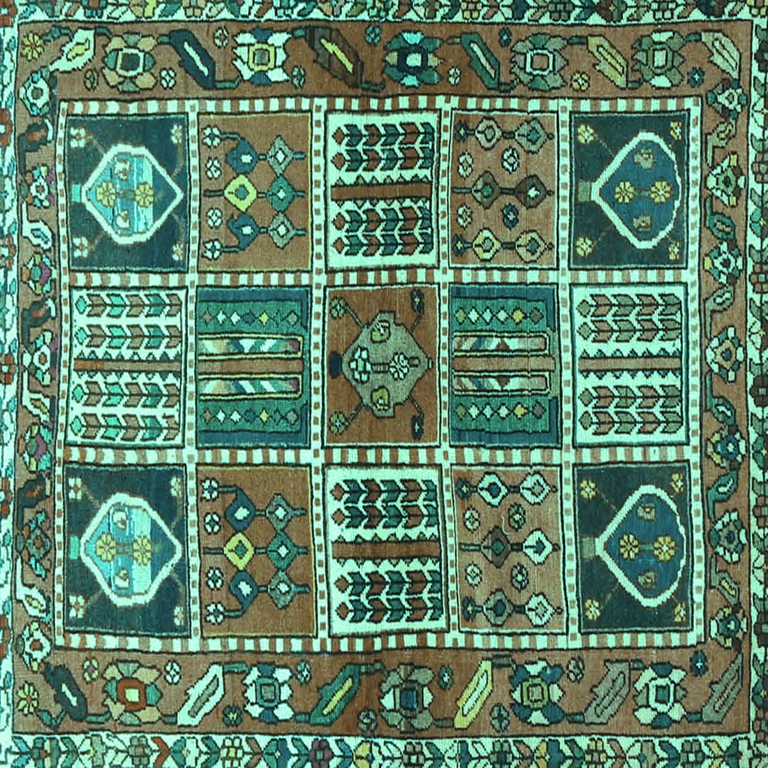 Ahgly Company Indoor Square Persian Turquoise Blue Traditional Area ...