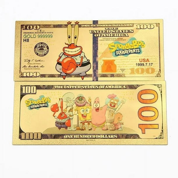 SpongeBob SquarePants Big Star Squidward Card Gold Plastic Banknote ...